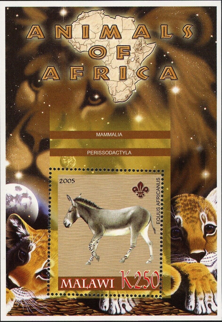 Donkey Stamp Animals of Africa Mammals Equus Africanus Souvenir Sheet ...