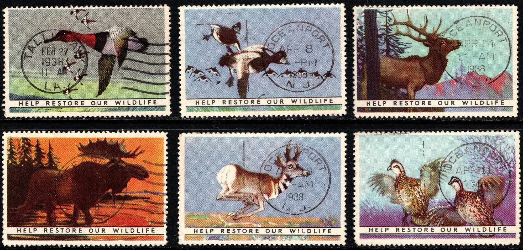 Original 1938 US Poster Stamp National Wildlife Federation Set/6 ...