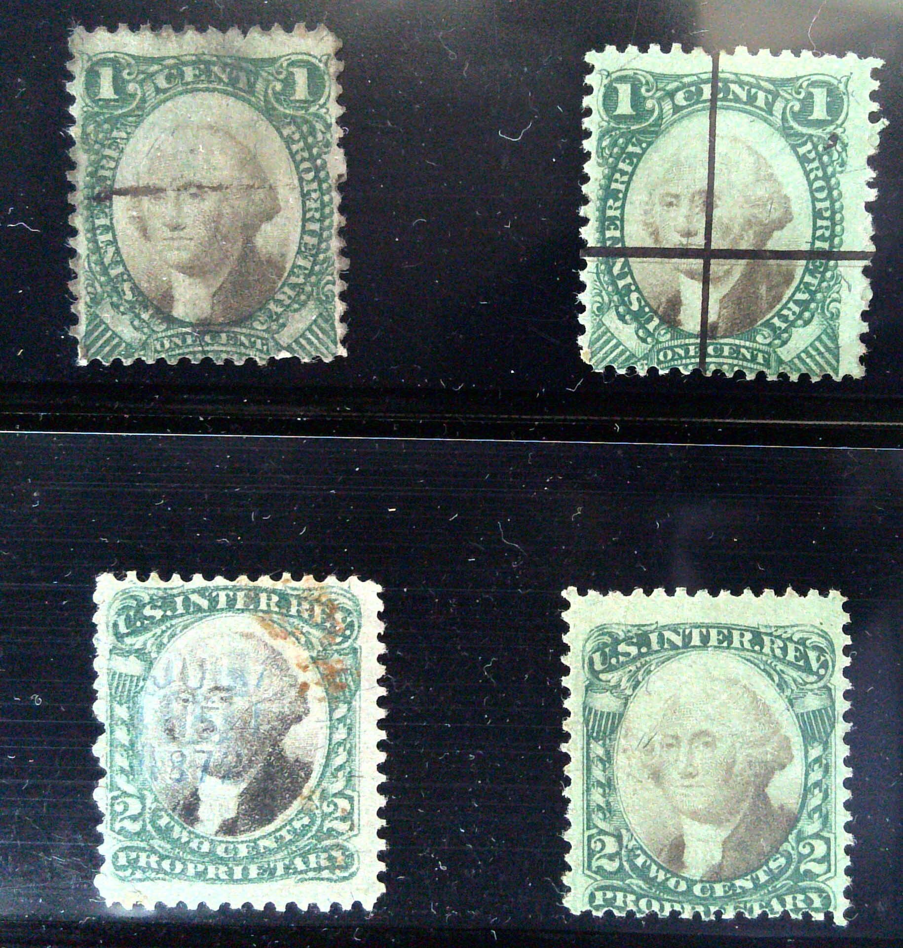 Scott #RB1a,b&RB2a,b - Proprietary Stamps Lot - Mixed condition - '71 ...
