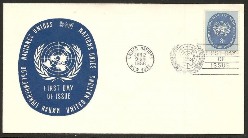 United Nations 64 1958 8c Seal Geneva Cachet FDC | Worldwide - United ...