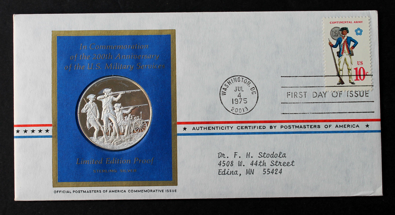 1975 Postmasters Of America Silver Proof Coin Limited Edition No13 ...