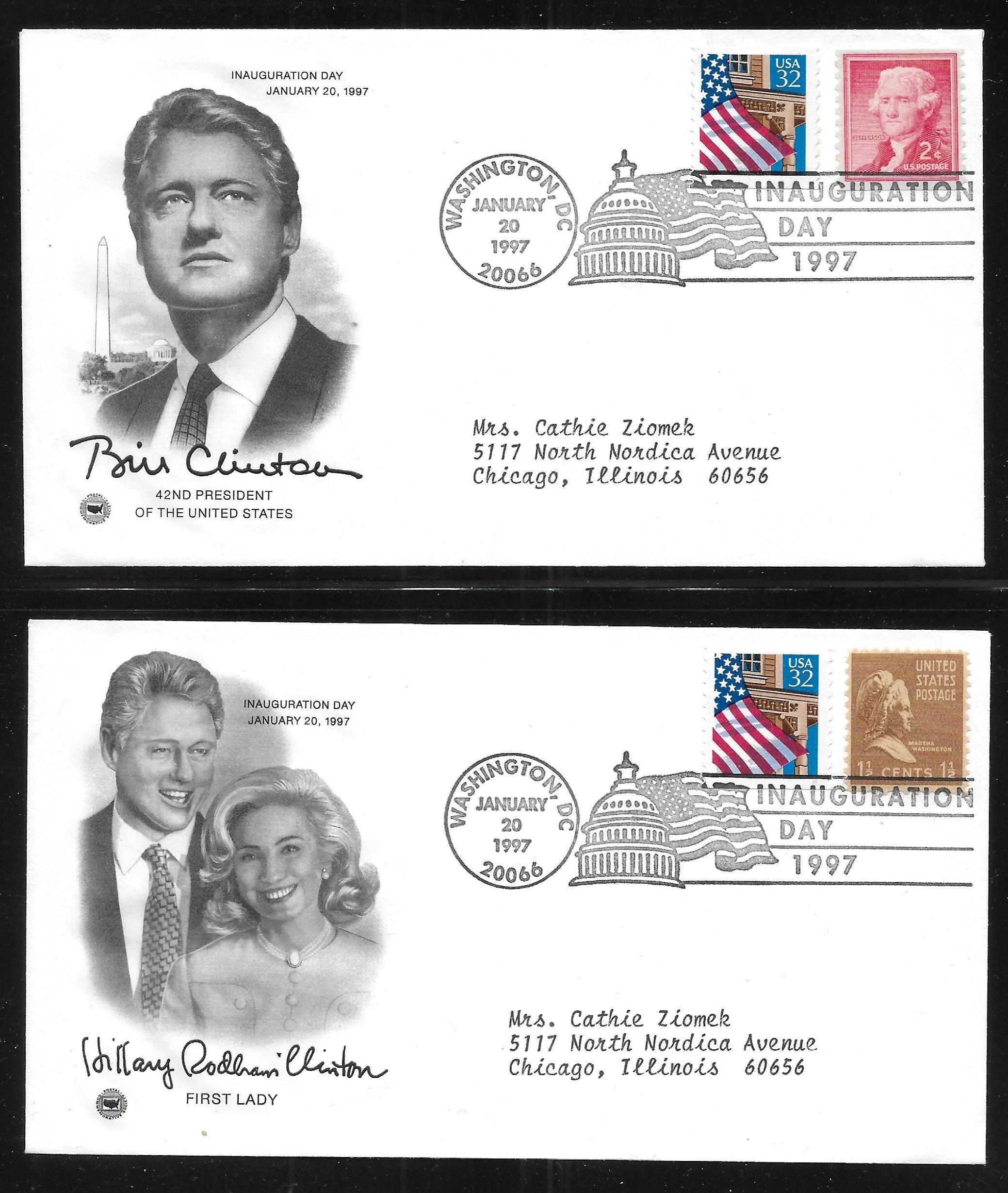 United States Bill Clinton 1997 Inauguration Cover Addressed (6 Covers ...