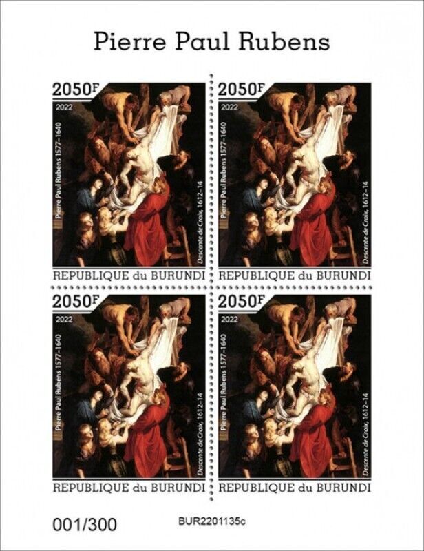 Burundi - 2022 Artist Peter Paul Rubens - 4 Stamp Sheet - BUR2201135c ...