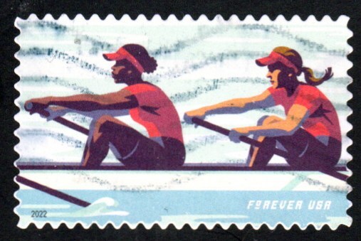 SC# 5695 - (58c) - Women's Rowing red shirt - USED Single Off Paper ...