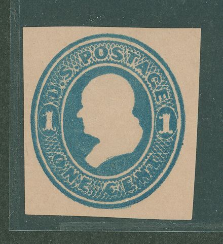 US W120a 1874-86 1c Franklin wrapper cut-sq (design U35), dark blue on ...