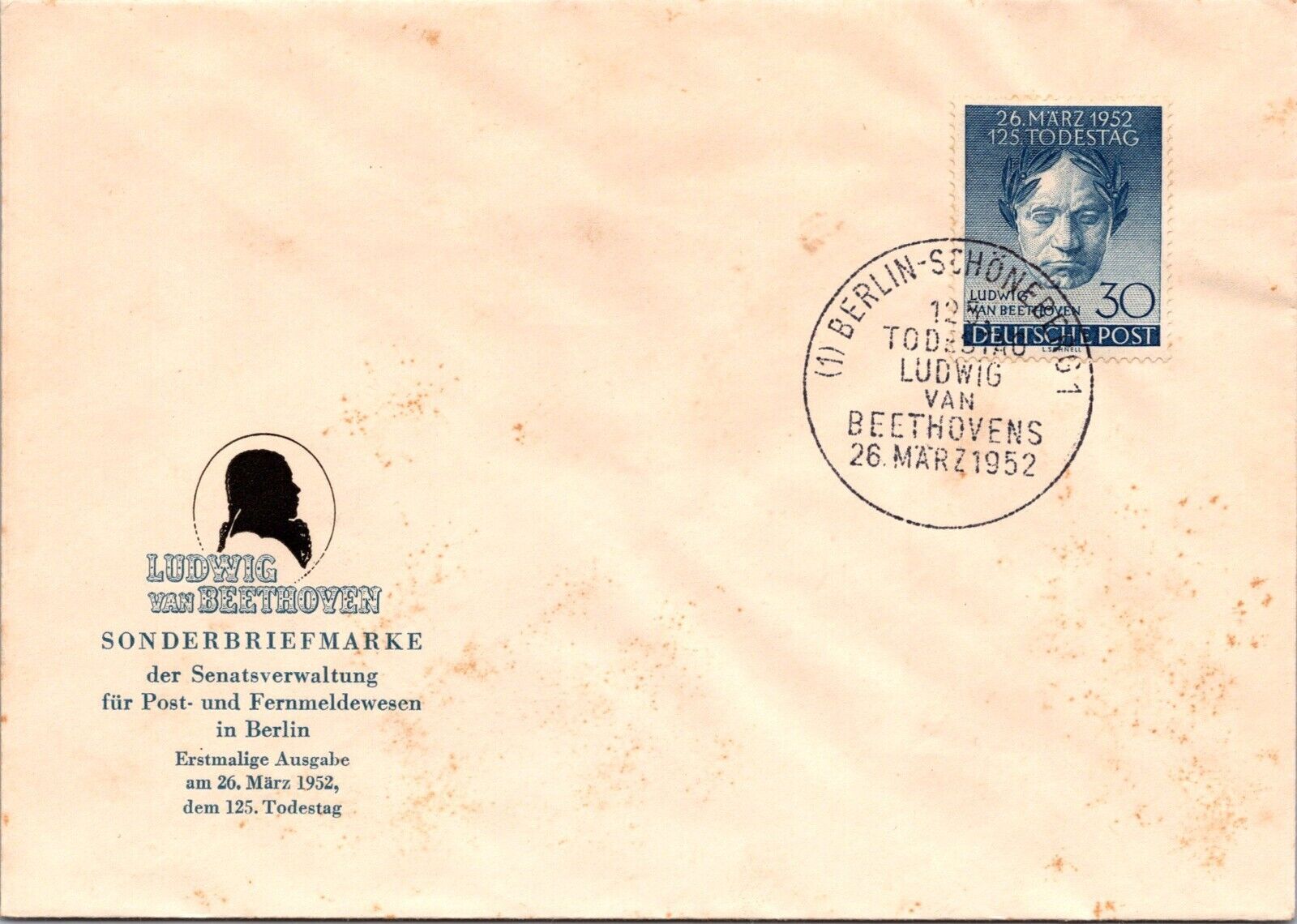 Germany 1952 - Ludwig Van Beethoven - Berlin-Schoneberg - F76500 ...