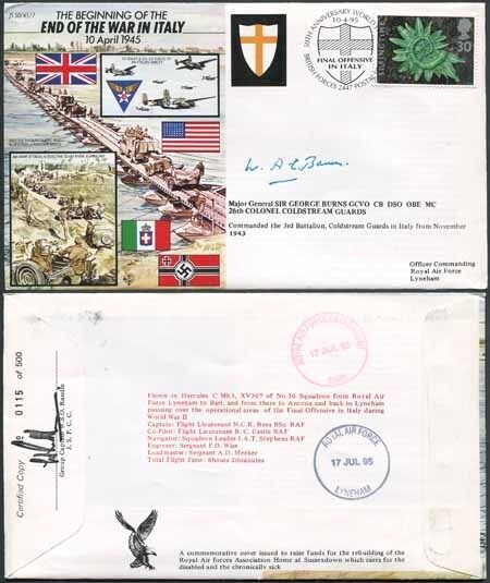JS45/7c 50th Ann War II End of War in ITALY Signed by Maj Gen Sir G ...