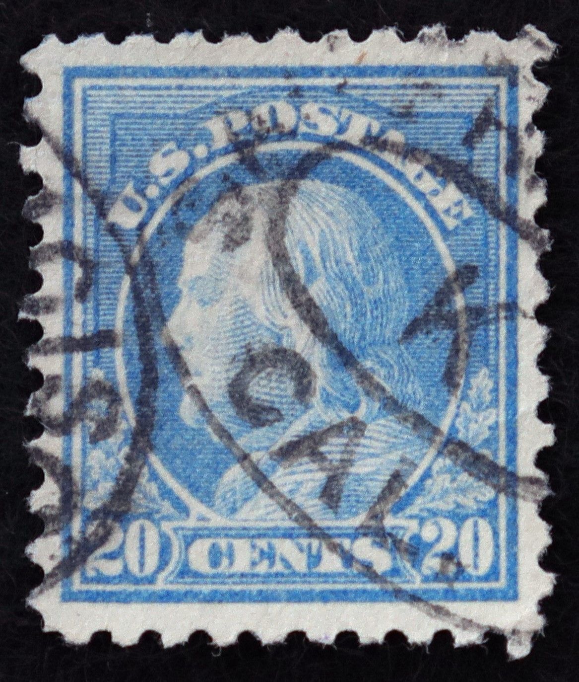 U.S. Used Stamp Scott #476 20c Franklin, XF. San Francisco Oval Cancel ...