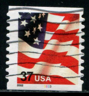 3632 US 37c US Flag SA coil, used sgl PNC1 #3333 | United States ...