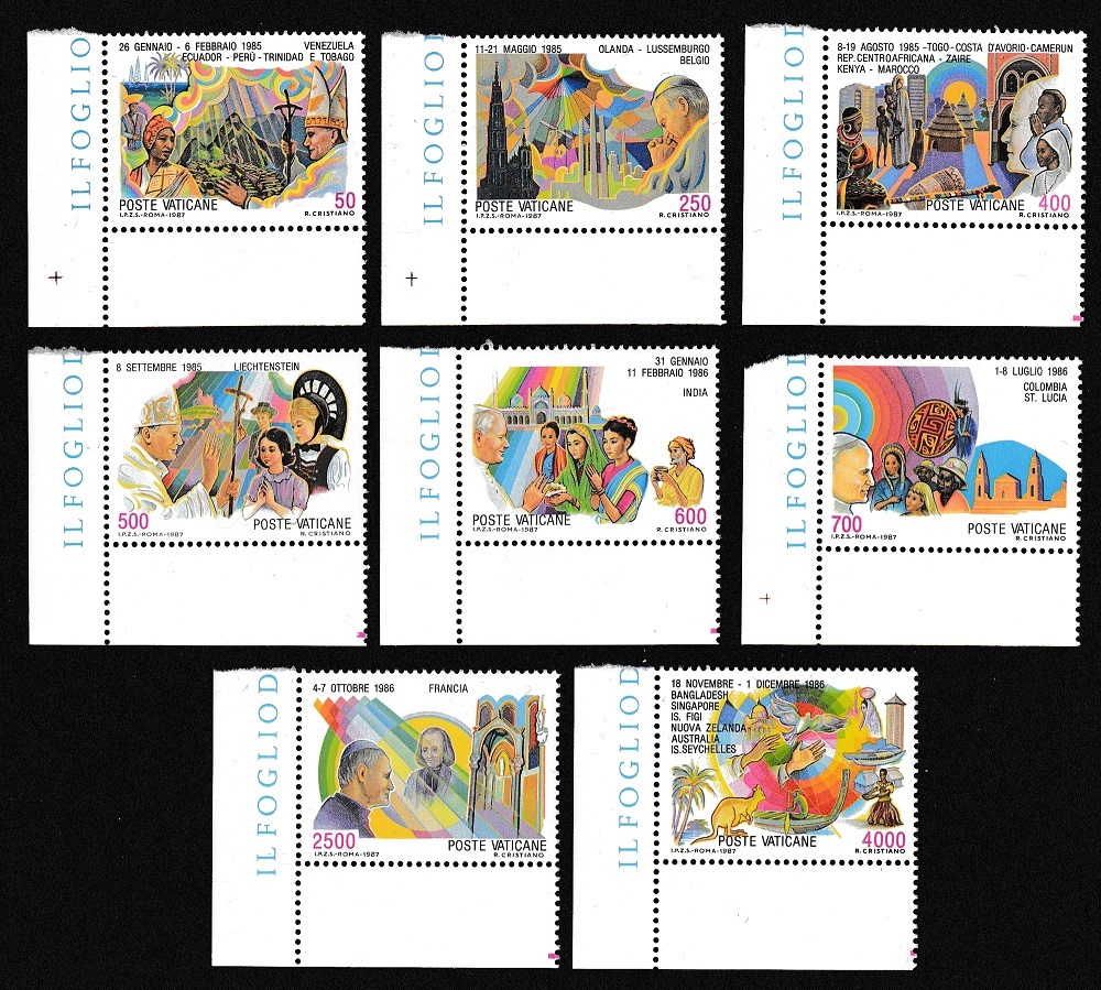 Vatican Birds Pope John Paul II Journeys 5th series 8v Corners 1987 MNH ...
