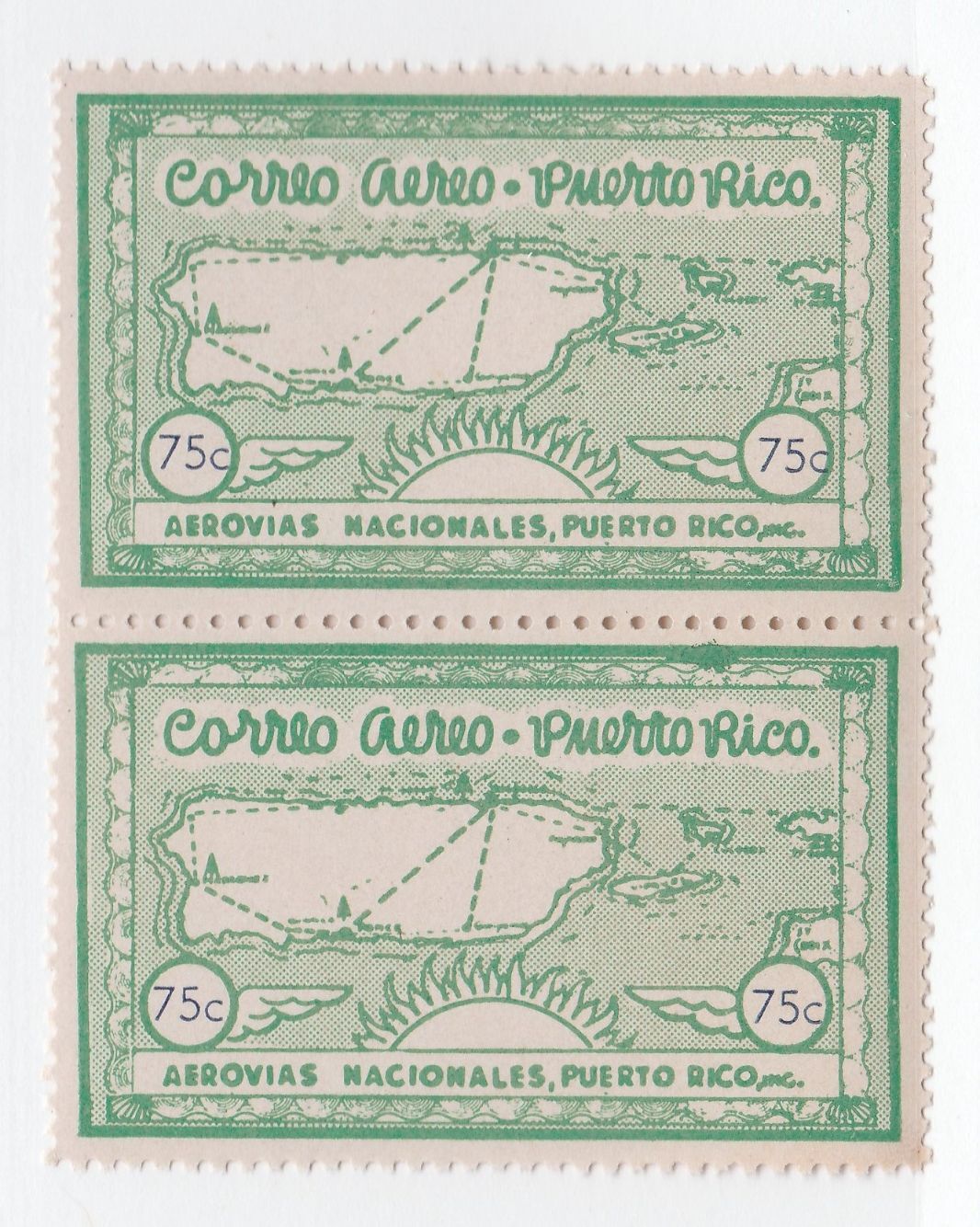 Puerto Rico USA Local private Airmail Cinderella Stamp- mnh gum- 1825 ...
