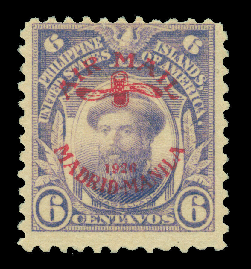 US PHILIPPINES 1926 AIRMAIL - Madrid-Manila flight 6c lilac Sc# C3 mint ...
