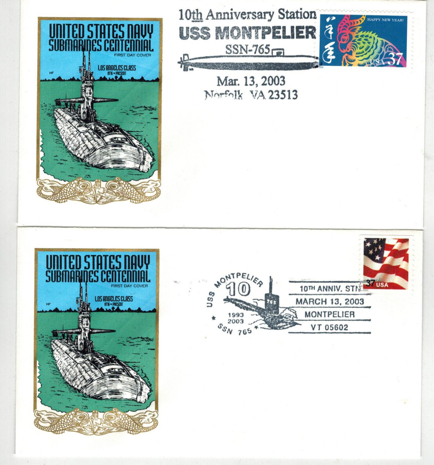 Farnam US NAVY SUBMARINE USS MONTPELIER SSN 765 10th Anniv. Norfolk VA ...