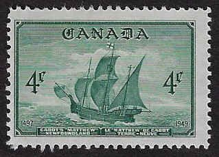 Canada #282 Unused LH; 4c Jim Cabot's ship - Matthew (1949) | Canada ...