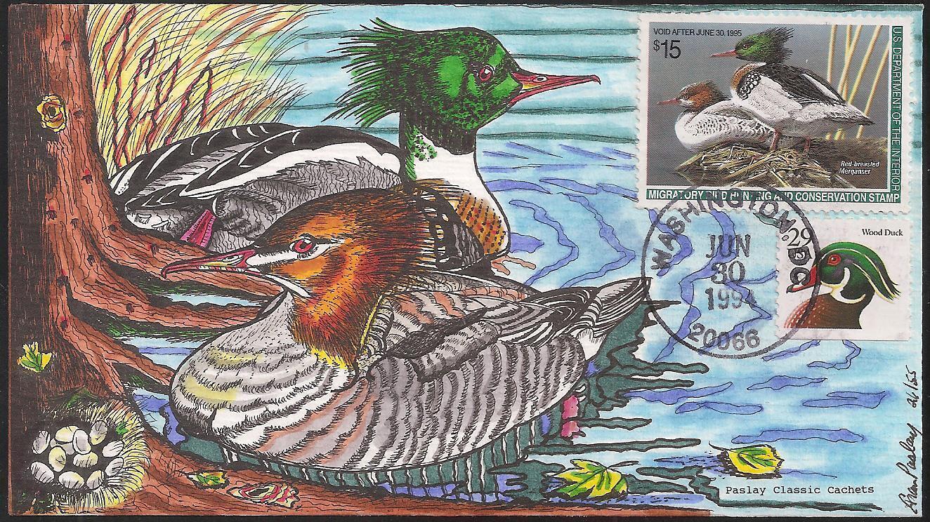 Fran Paslay Hand Painted FDC for the Federal 1994 Duck Stamp | United ...