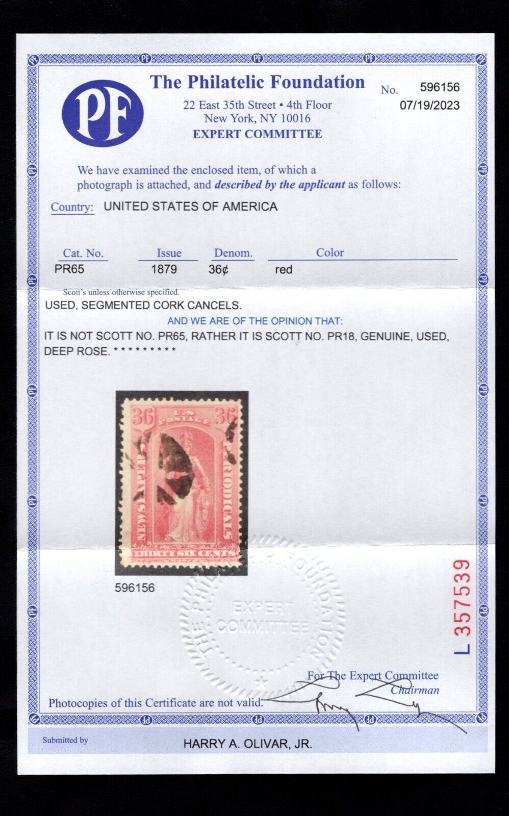 US Stamps #Pr18 Newspaper Used PF Cert #85408 | United States ...