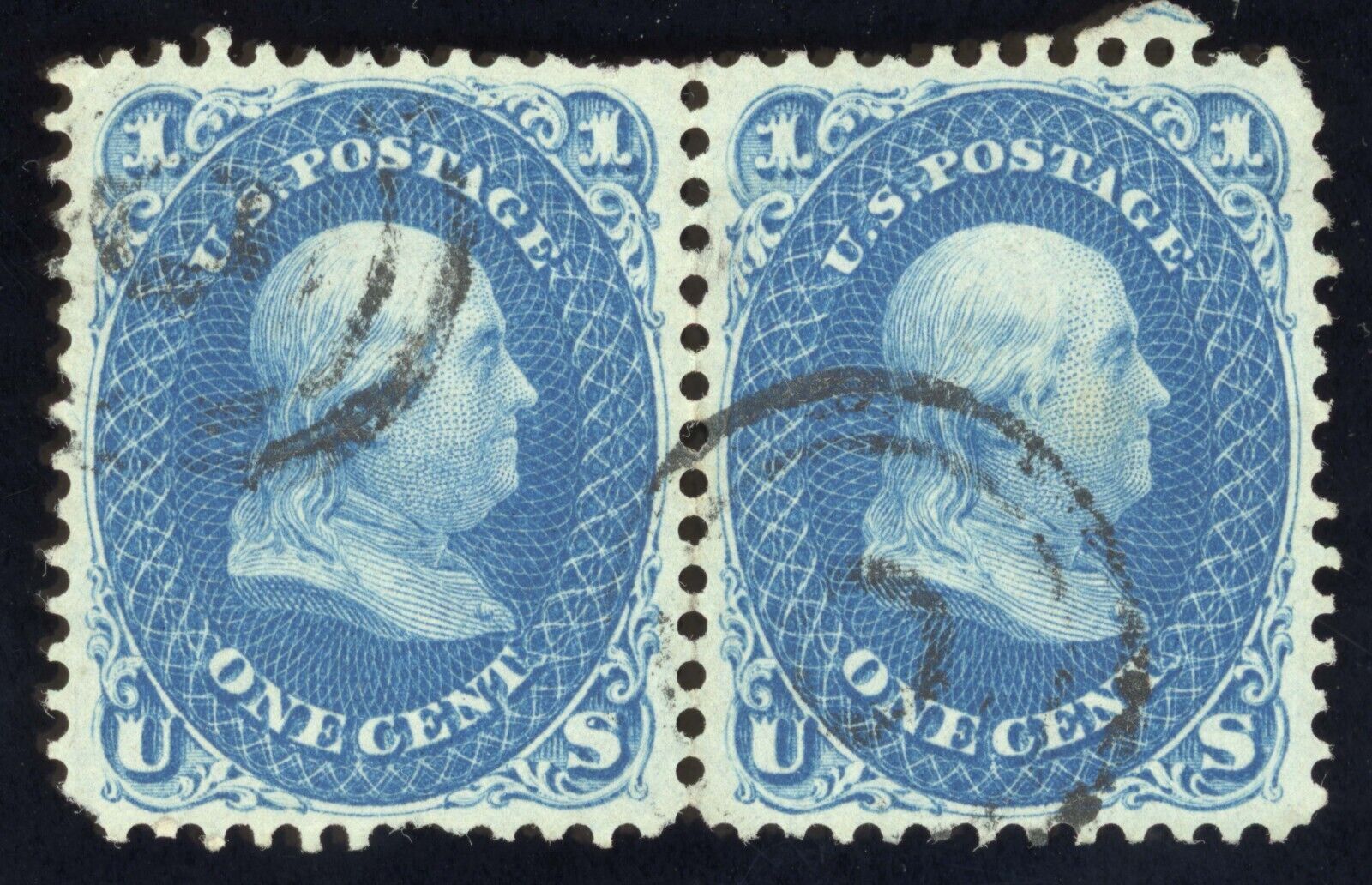 US Scott 63b Used pair 1c dark blue 1861-62 Lot Y092 bhmstamps | United ...