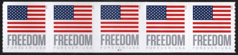 NEW ISSUE (Forever) Freedom U.S. Flag BCA Plate Strip of Five: #B111 ...