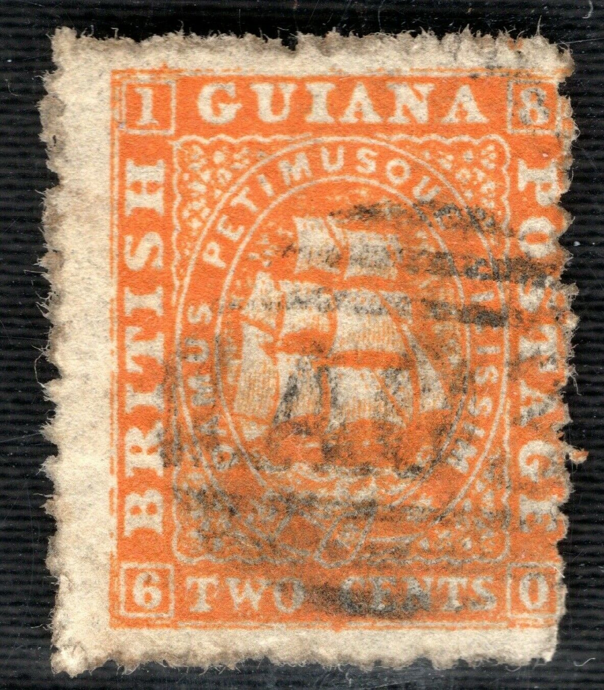 BRITISH GUIANA QV Stamp SG.30 2c THICK PAPER Ship (1860) Used FU Cat £ ...