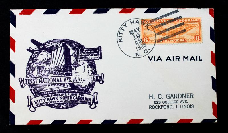 US #C19 1st National AIR Mail Week Kitty Hawk NC MAY 19, 1938 Pristine ...