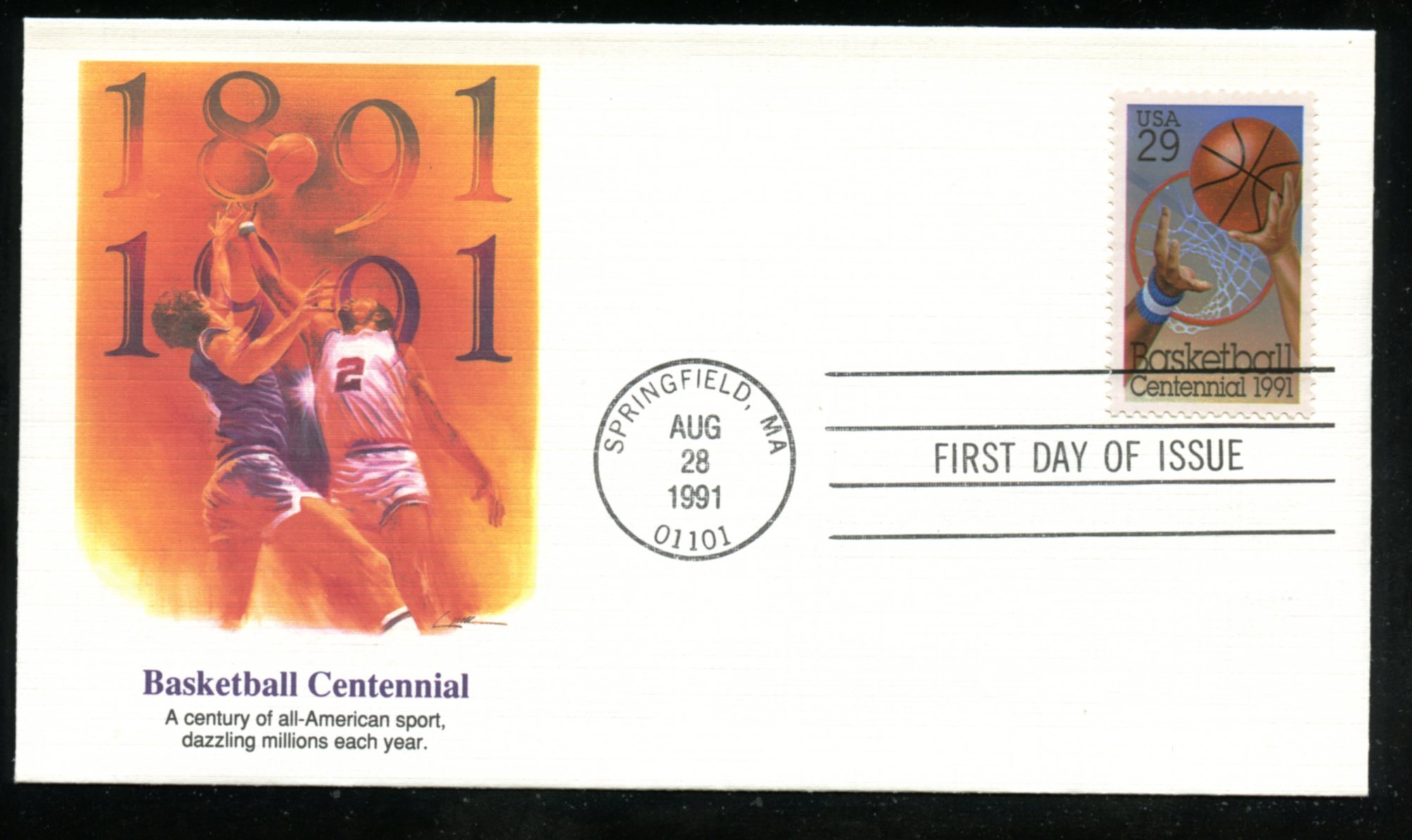 US 2560 100th Anniv Basketball UA Fleetwood cachet FDC | United States ...