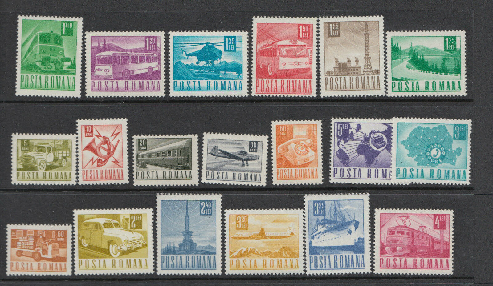 Romania STAMP 1967 Definitives transport full series MNH bus tram ...