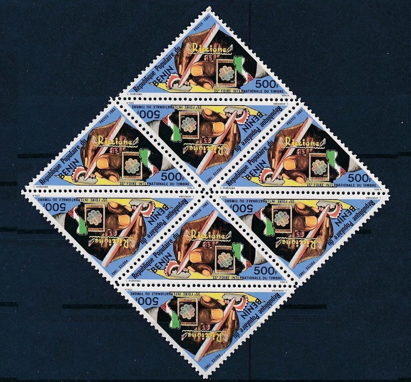 BENIN 1983 Riccione '83 Stamp Show, HV 4000F (1v Cpt, B/8) MNH CV$52 ...