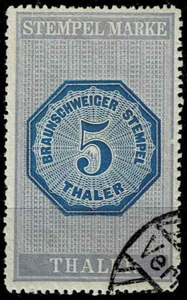 Brunswick "Stempelmarke", Braunschweiger Thaler - 5 Thaler used ...