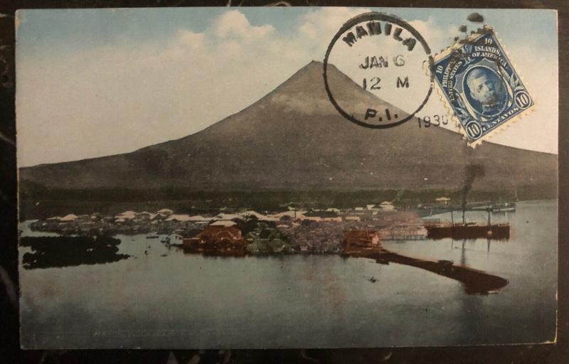 1930 Manila Philippines USA Picture Postcard Cover Mt Mayon Volcano To ...