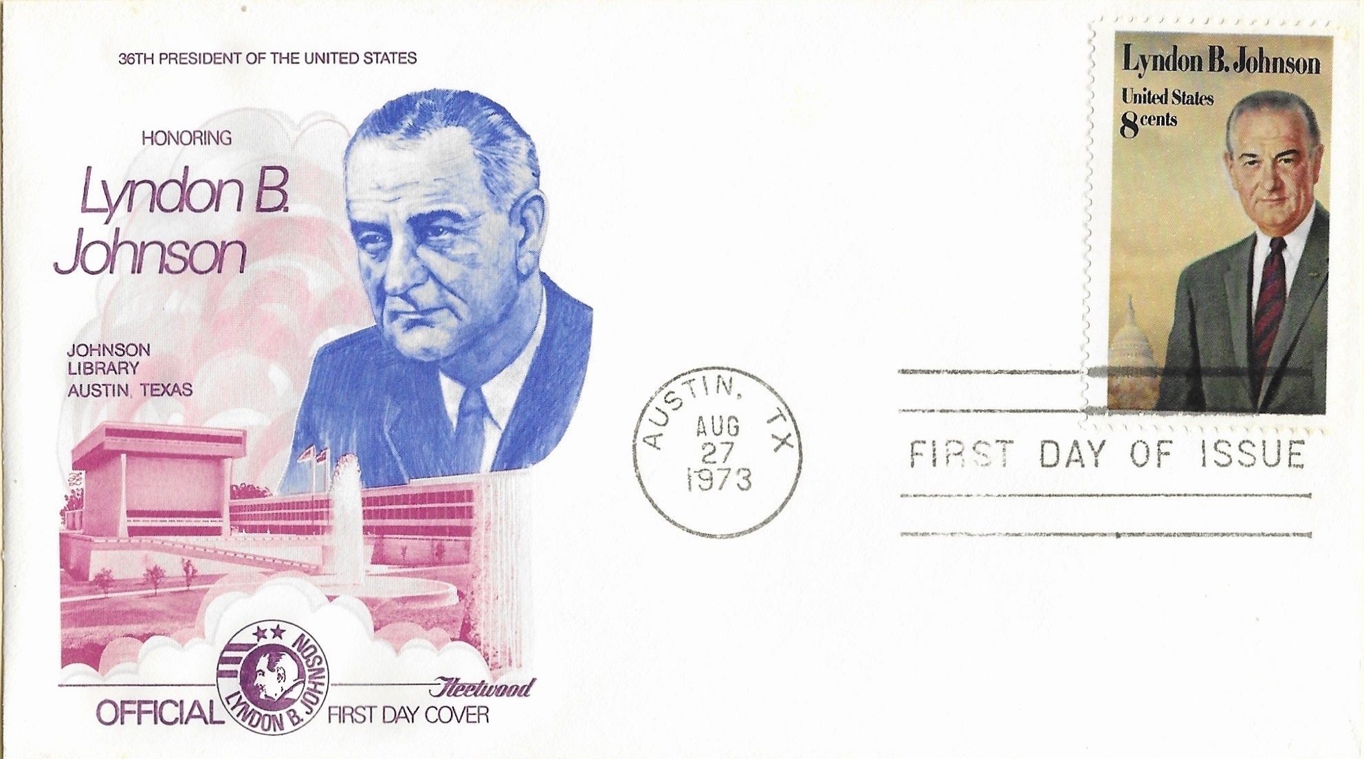 1973 FDC, #1503, 8c Lyndon B. Johnson, Artmaster & Fleetwood | United ...