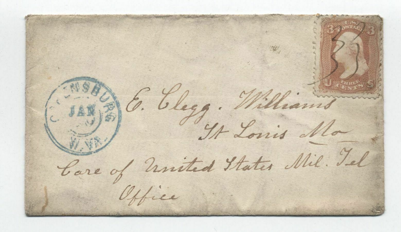 1860s Greensburg WV double circle postmark #65 cover 5 year DPO [H.828 ...