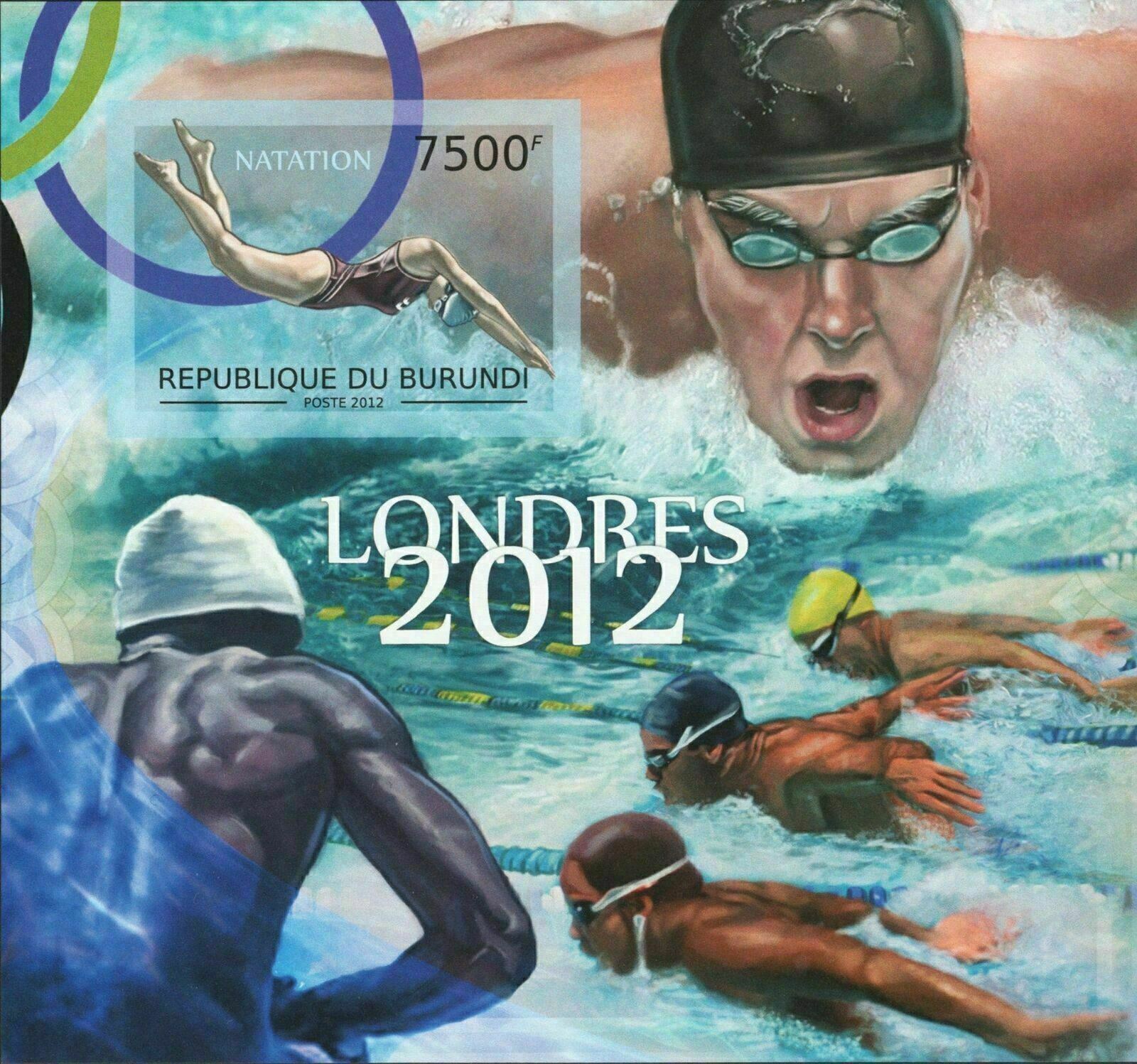 Sports Olympics Natation Swimming London 2012 Imp. Souvenir Sheet MNH ...