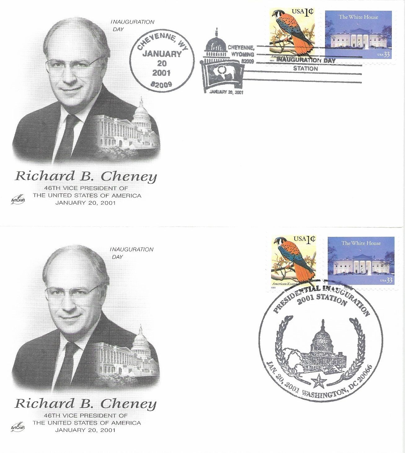 2001 Inauguration Cover, Richard B. Cheney Art Craft - 2 cities ...