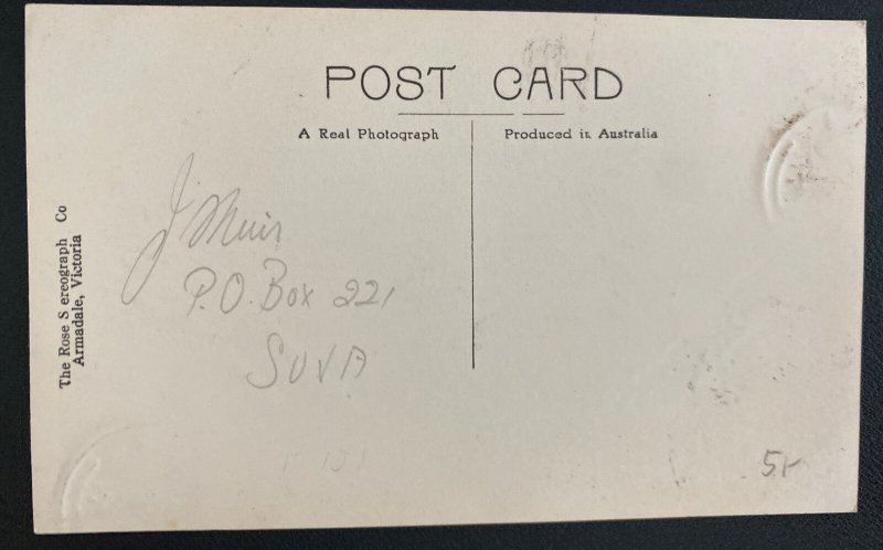 1920s Suva Fiji Real Picture Postcard cover Blowing Davui Shell ...