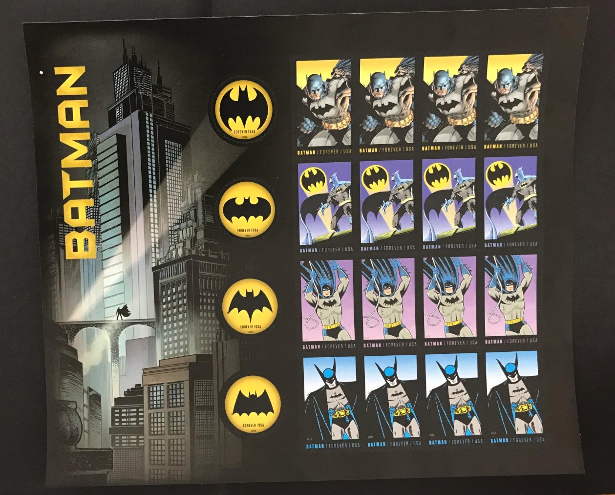 US #4928/4935 Complete Batman Sheet of 20. Mint XF NH. 49c Forever ...