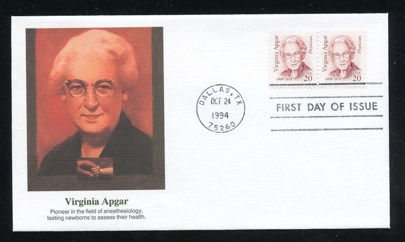US 2179 20c Great Americans - Virginia Apgar UA Fleetwood cachet FDC ...