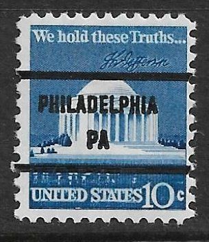 MNH US Bureau Precancels: PA; Philadelphia #1510a–81 10¢ Jeff. Memorial ...