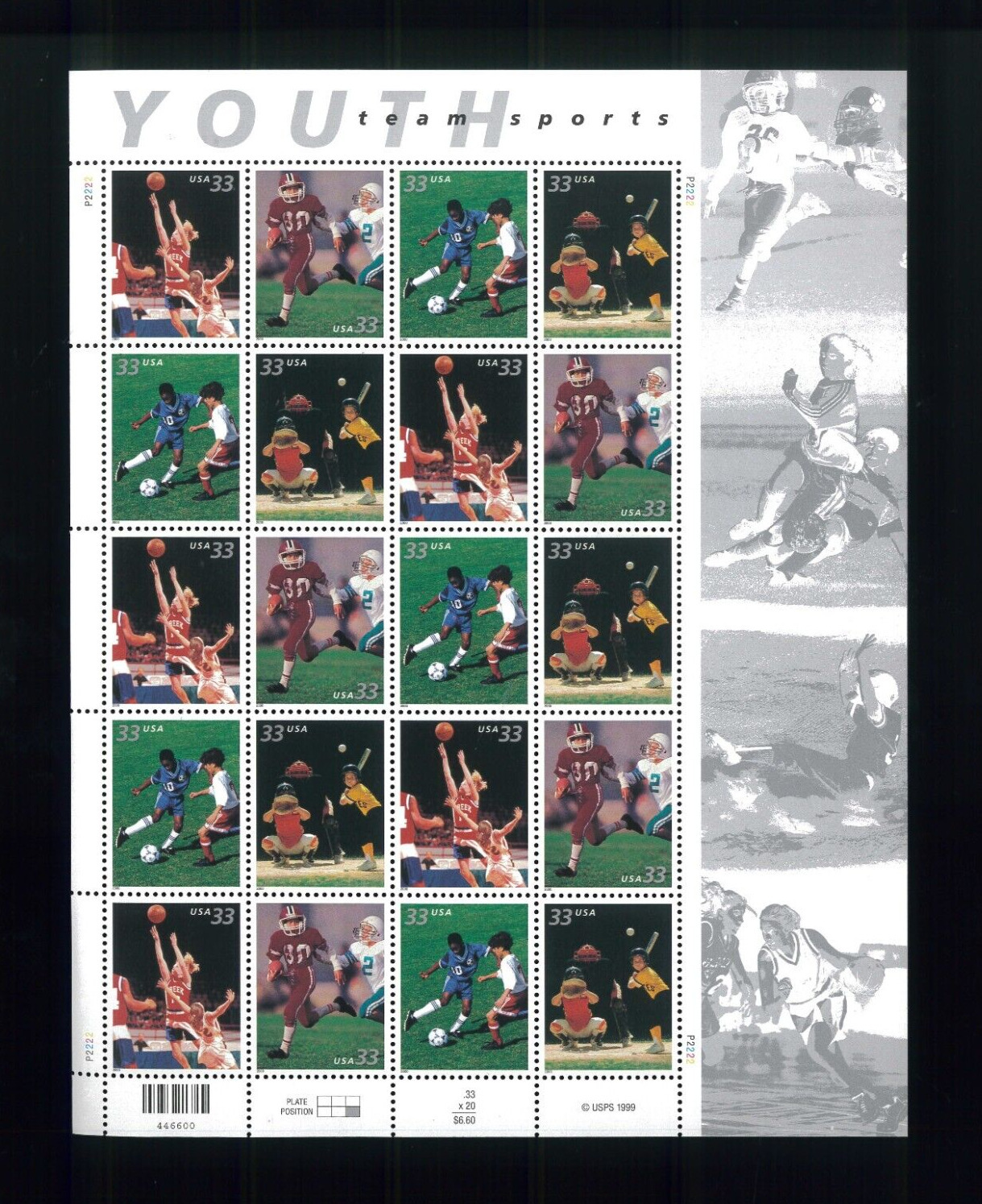 United States 33¢ Youth Team Sports Postage Stamp #3399 MNH Full Sheet ...
