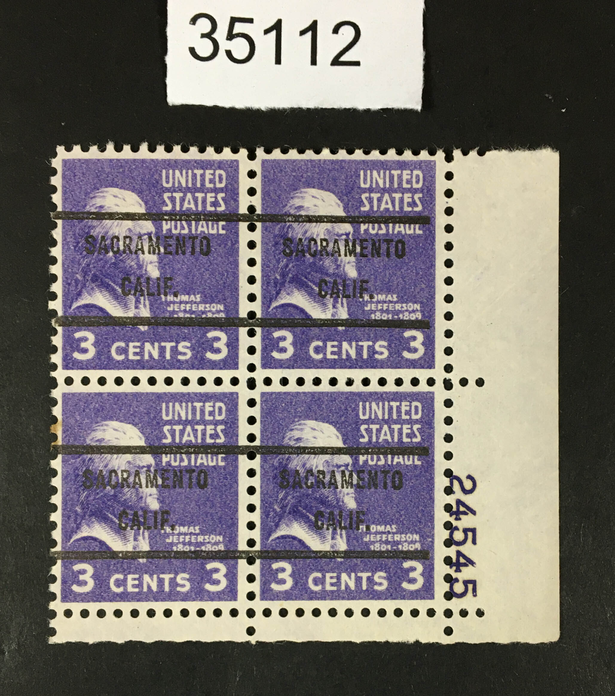US Stamps # 807 Plate Block Mint OG NH PRE Cancelled Narrow LOT #35112 ...