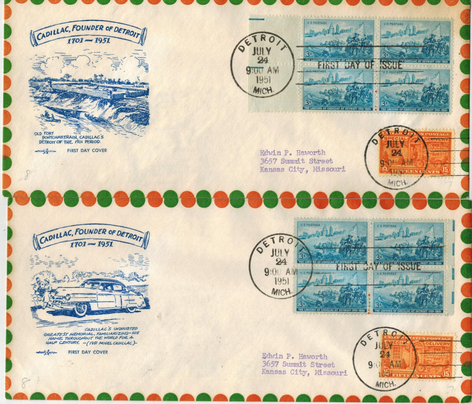 Cadillac Founder of Detroit Michigan #1000 Pent Arts Special Delivery ...