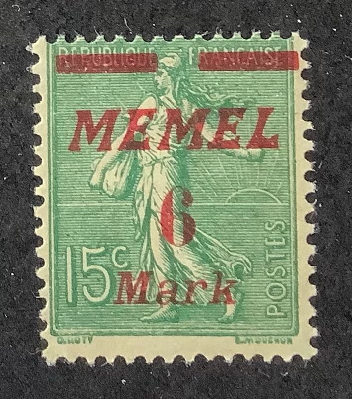 Memel Territory 1922 Scott 65 used - 6m on 15c, French Sower ...