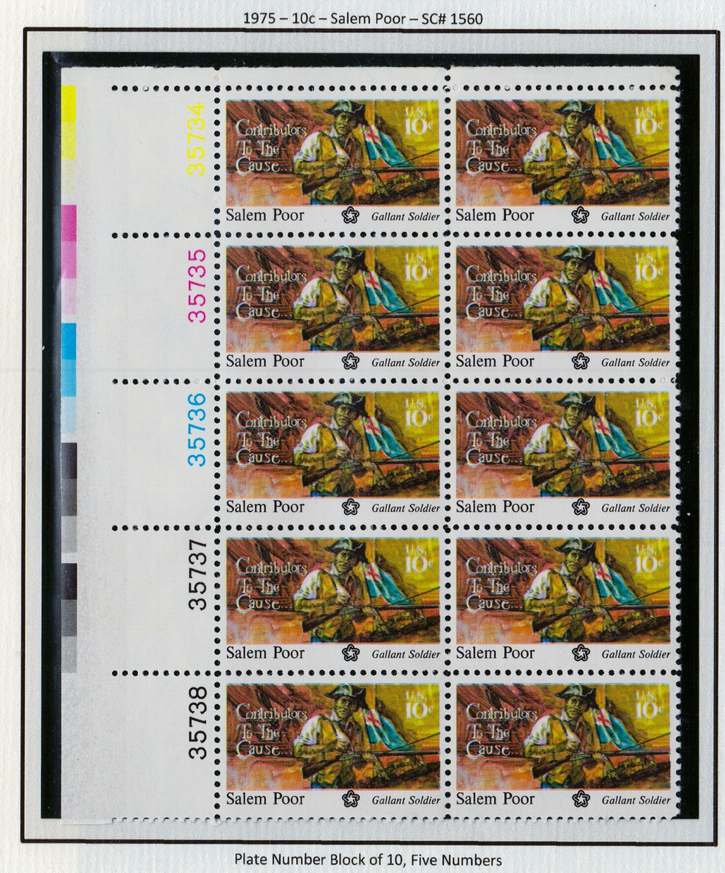 SC# 1560 - (10c) - Salem Poor - MNH plate block/10 - UL with 5 ...