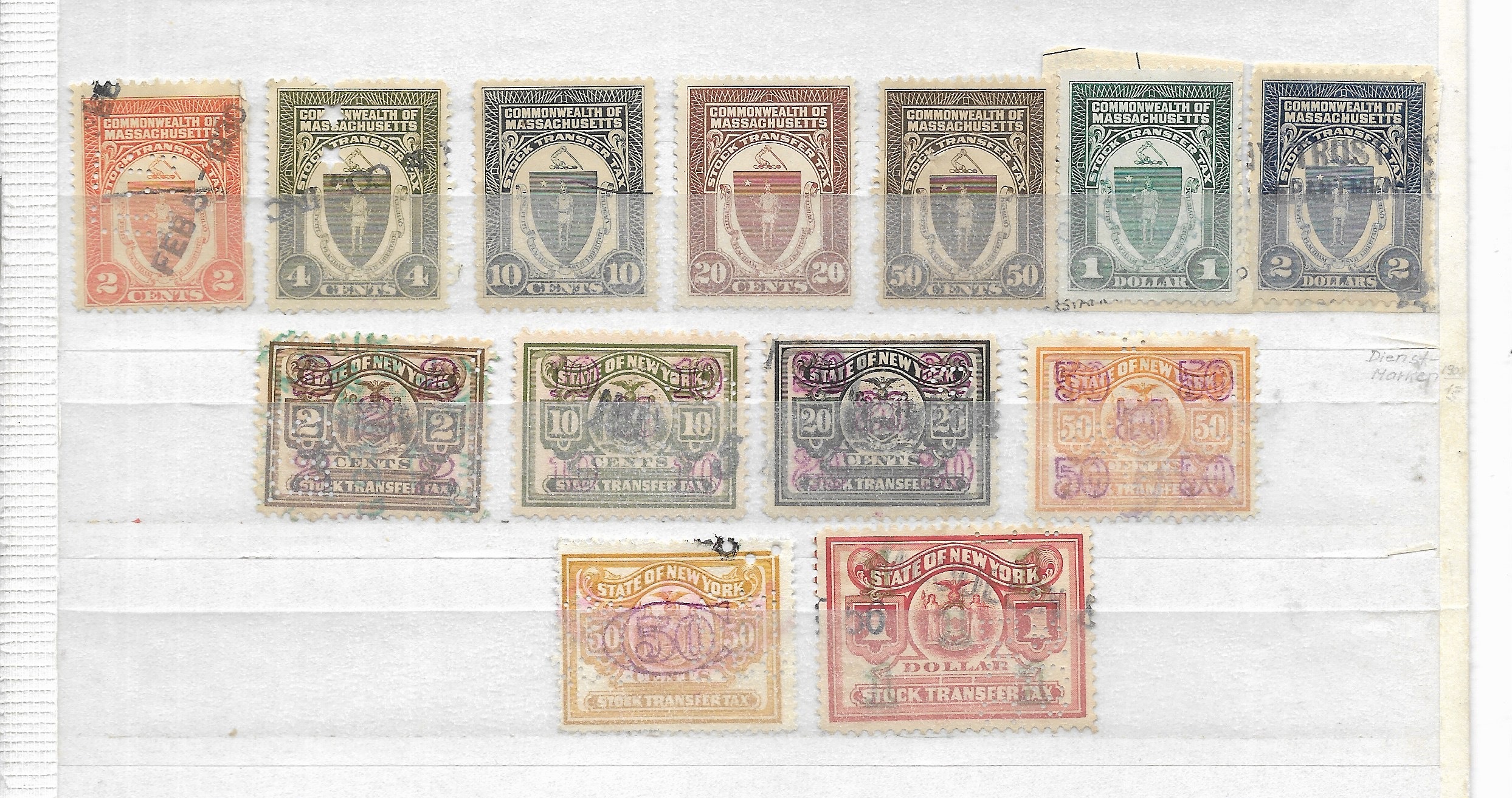 U.S. 13 Different State Stock Transfer Revenue Stamps | United States ...