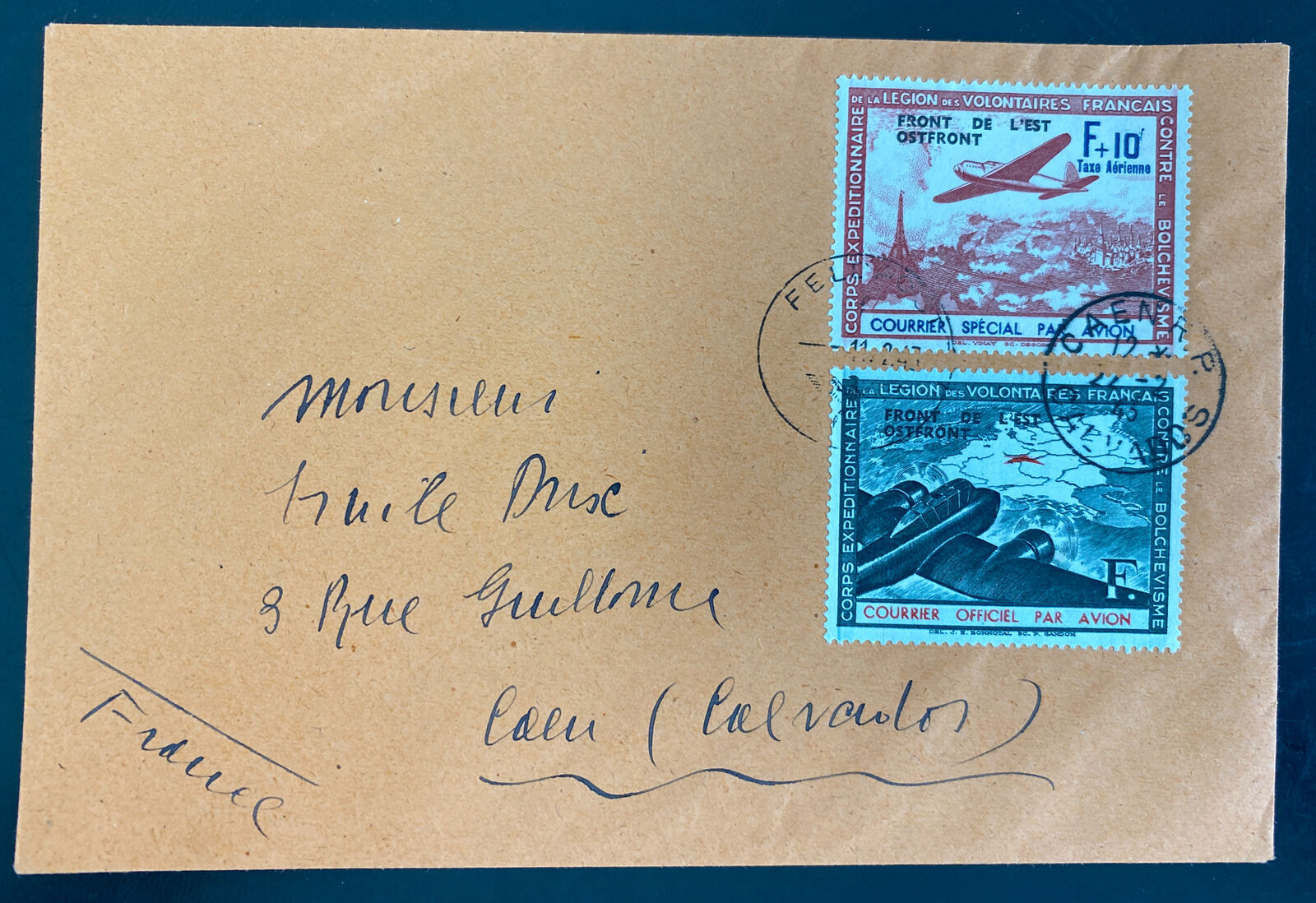 1943 French Volunteers Waffen SS Feldpost Cover to Caen France ...