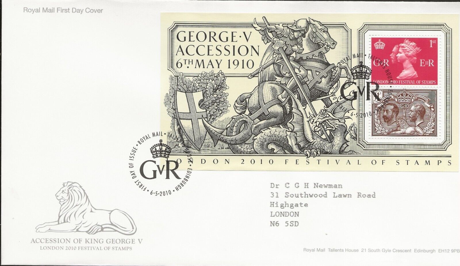 6/5/2010 George V Accession-2010 Festival of Stamps-M/Sheet Fdc ...