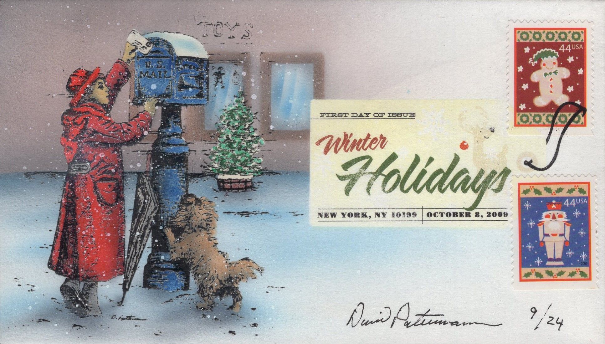Set of 2 Peterman Hand Painted FDCs for the 2009 Winter Holidays ...