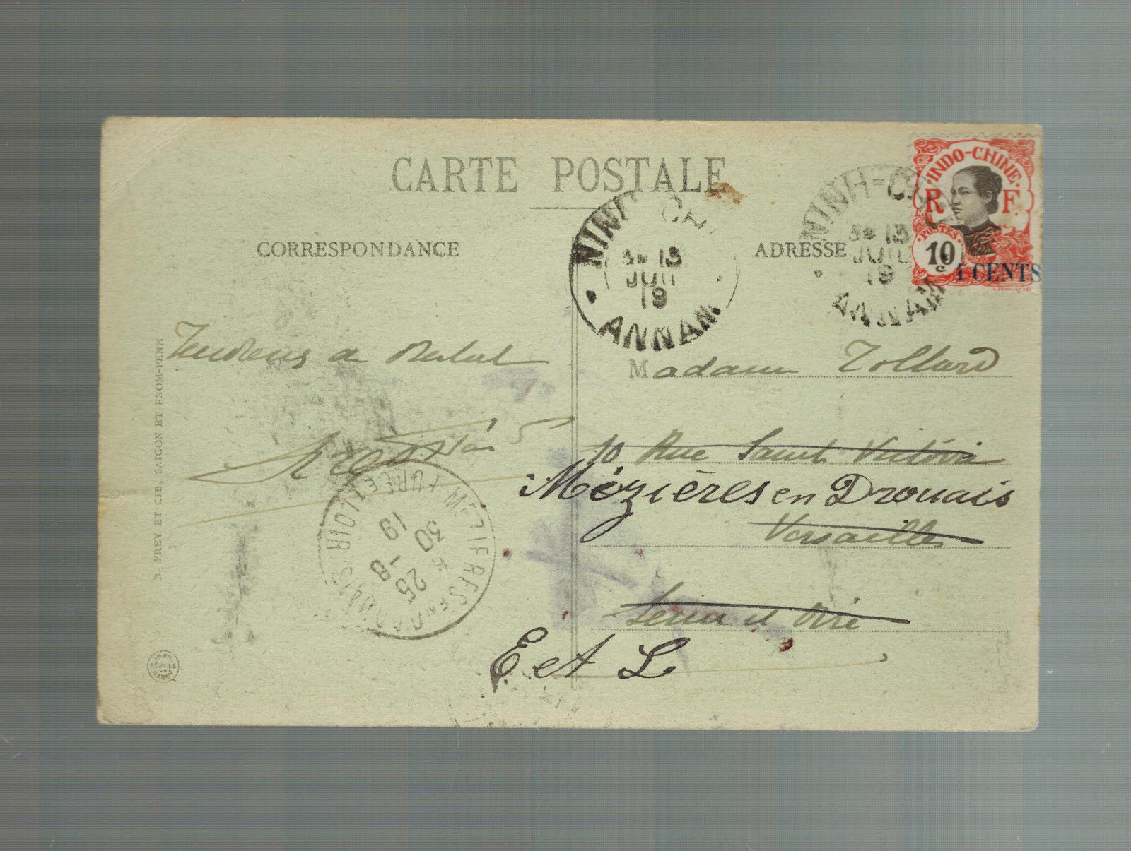 1919 Saigon Vietnam RPPC Postcard Cover Lang Bian Waterfalls | Europe ...