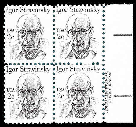 PCBstamps US #1845 CW 8c(4x2c)Igor Stravinsky, MNH, (CW-4) | United ...