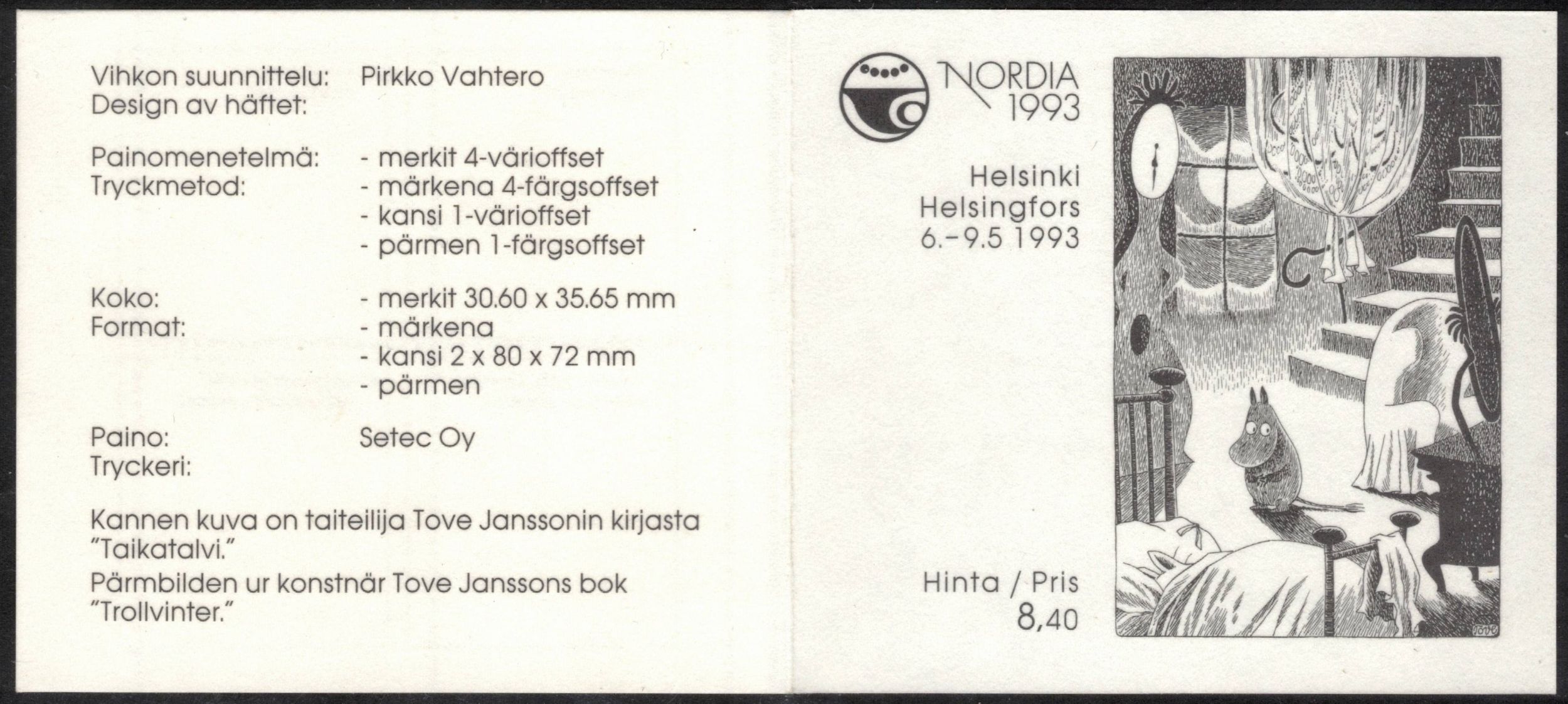 FINLAND 1992 "Moomin" Characters Complete Booklet; Scott 901a; MNH ...