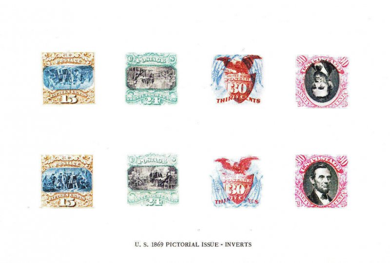 1869 Von Corp EDUCARD Proof Card US Pictorial Issue Inverts (my234 ...